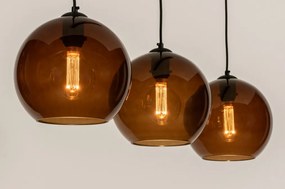 Závěsné designové skleněné svítidlo nad stůl Prisma Trio Brown