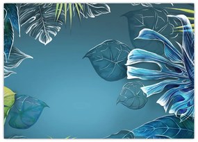 Skleněný obraz - Listy tropických rostlin (70x50 cm)