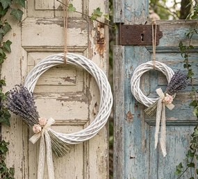 Bílý antik ratanový věnec Wreath Rattan L - Ø 40*4 cm