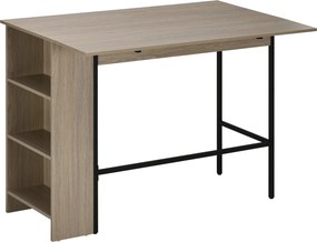 HOMCOM Barový Stůl se Skladem a Bistro Stolkem, Centrální Ostrov, Sklápěcí Vrchní Deska a 3 Poličkami - 120 x 76 x 91,4 cm