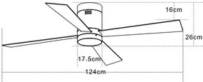 Zambelis Dřevěný ventilátor Kefalos s LED osvětlením Barva: Matná bílá - čepele z javorového dřeva/bílé čepele