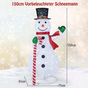 Costway Svítící vánoční sněhulák 150 cm s LED osvětlením