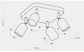 Bodové svítidlo TOP 4xGU10/10W/230V zlatá/černá