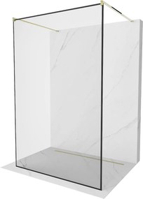 Mexen Kioto, průchozí sprchová zástěna 130 x 200 cm, 8mm sklo čiré/černý vzor, złota- 800-130-002-50-70