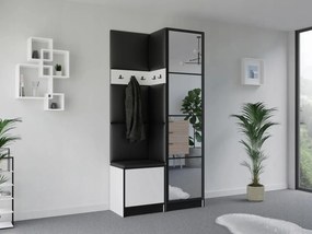 Šatní skříň EDEN 11 bílý + ekokůže černý Vzor 1