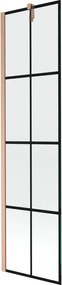 Mexen Next, 1-křídlová vanová zástěna 50 x 150 cm, 6mm čiré sklo - černý vzor, ​​měděná matná, 895-050-000-00-70-77