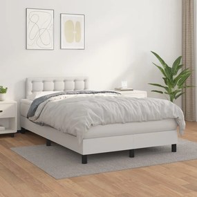 vidaXL Box spring postel s matrací 120x200 cm umělá kůže [3141116] Barva: Bílá