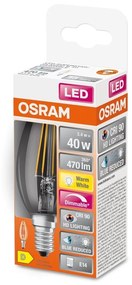 Průhledná LED stmívatelná žárovka E14 3,4 W SUPERSTAR, teplá bílá