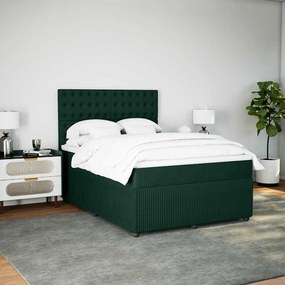 Box spring postel s matrací tmavě zelená 160x200 cm samet 3292397