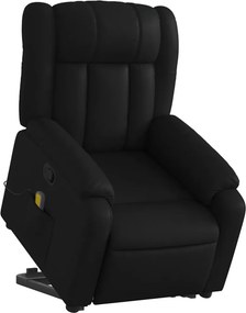 Zvedací masážní polohovací křeslo černé umělá kůže 3205271