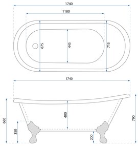 Volně stojící akrylátová vana REA SPARTA 174x72 cm bílá