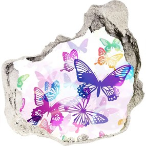 Wallmuralia Díra 3D fototapeta na stěnu Barevní motýli 75x75 cm
