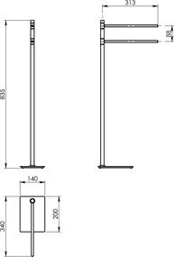 Gedy Sapho, TRILLY stojan s držákem ručníků, hranatý, zlato mat