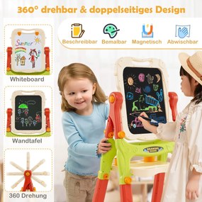 Costway Dětská oboustranná tabule s tabulí a tabuli Výškově nastavitelná dětská