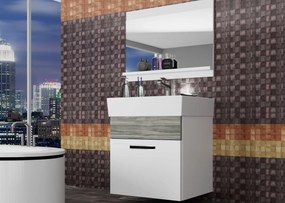 Koupelnový nábytek Belini bílý mat / šedý antracit Glamour Wood + umyvadlo + zrcadlo  KOR M 1/1/W/WGW1/0/ZW