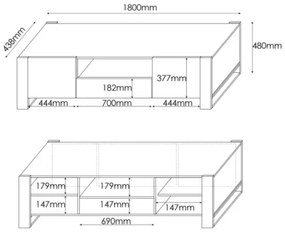 Cama Televizní stolek WOOD, wotan/antracit