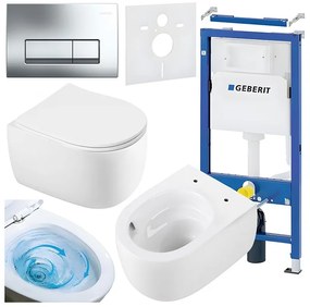 BPS-koupelny Podomítkový modul Geberit DuoFix s WC mísou LE-WH-TR-03 + ovládací tlačítko Delta 50 chrom