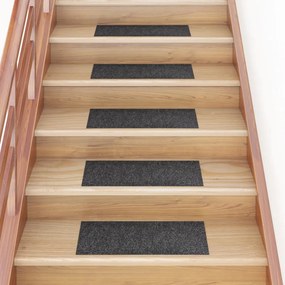 Samolepící nášlapy na schody obdélníkové 15 ks 60 x 25 cm šedé - Default Title