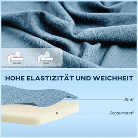 HOMCOM 2místná pohovka loveseat se vzhledem lnu, dvojsedák s dřevěnými nohami, nosnost do 150 kg, modrá, 117x56,5x77 cm do obývacího pokoje | Aosom.de