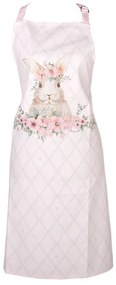 Bavlněná kuchyňská zástěra se vzorem velikonočního zajíčka a květinového věnce Floral Easter Bunny – 70x85 cm