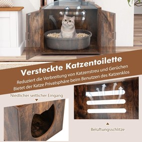 Costway Skříňka pro kočky s na toaletu pro kočky – 60 × 45,5 × 142 cm