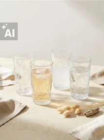 Sinsay - Sada sklenic s reliéfním vzorem palem 4 pack - clear
