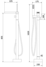 Mexen ALGAR volně stojící vanová baterie, Chromová, 75733-00