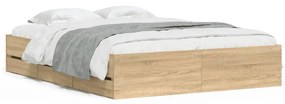 vidaXL Rám postele se zásuvkami dub sonoma 140x190 cm kompozitní dřevo