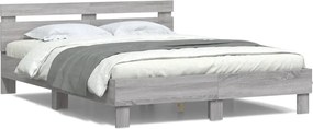 vidaXL Rám postele s čelem a LED osvětlením 150 x 200 cm [3207540] Barva: šedá sonoma