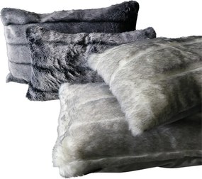 Šedý chlupatý polštář Tiara s proužky - 40*60*15cm