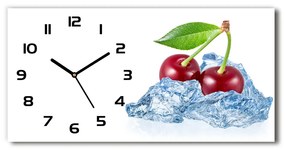 Wallmuralia Skleněné hodiny na stěnu tiché Višně s ledem 60x30 cm