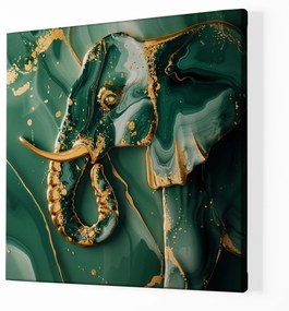 Obraz na plátně - Slon Zlatý Emerald FeelHappy.cz Velikost obrazu: 120 x 120 cm