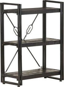 Knihovna se 3 policemi černá 60 x 30 x 80 cm masivní mangovník 320626