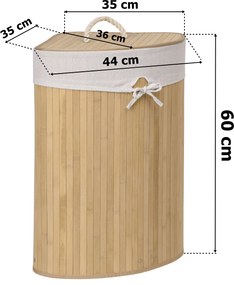 DAALO Bambusový koš na prádlo NATURAL - rohový 60L