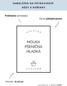 MOUKA PŠENIČNÁ HLADKÁ - omyvatelná samolepka na dózu, výběr rozměrů Ø 5 cm / 5 x 5 cm / 6 x 8 cm | DomaLEP