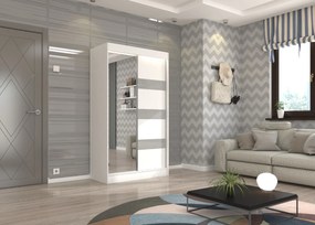 ADRK Furniture Posuvná skříň se zrcadlem a lacobelem TOURA 120 ADRK-SW-TOU-WGL-120
