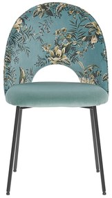 Sada 2 jídelních židlí zelený samet s květinami COVELO  Beliani