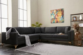 Hanah Home Rohová pohovka BERLIN antracitová se zlatou 258 cm