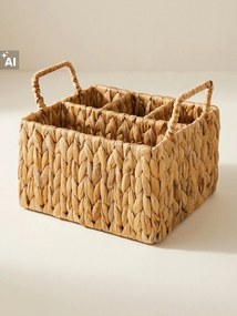 Sinsay - Pletený úložný koš s uchy - béžová