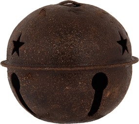Hnědá rezavá kovová dekorace rolnička L - Ø 14*12 cm