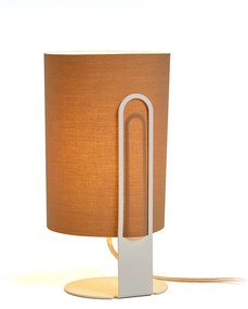 Hravá stolní lampička Clipam Barva nohy: Bílá, Barva stínítka: Tmavě písčitá