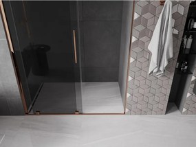 Mexen Velar, posuvné sprchové dveře do otvoru 140 cm, 8mm šedé sklo, růžové zlato, 871-140-000-41-60