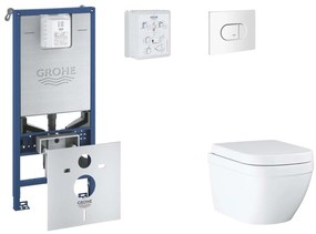 Grohe Rapid SLX - Set předstěnové instalace, klozetu, sedátka SoftClose a tlačítka Arena Cosmopolitan, Triple Vortex, alpská bílá SANI11BB3108
