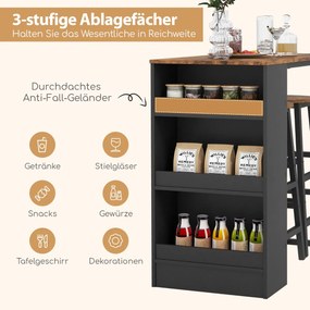 Costway Kuchyňský stůl se 2 stoličkami, prostorově úsporný bistro jídelní set