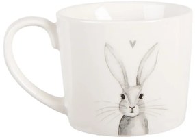 Bílý porcelánový hrneček s motivem zajíčka Rustic Bunny – 275 ml