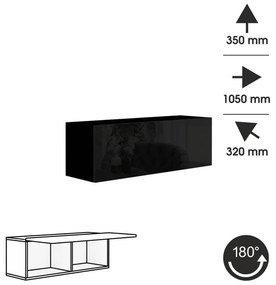 Nejlevnější nábytek Závěsná skříňka ANTOFALLA typ 6, černá/černý lesk