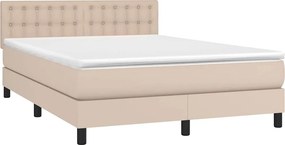 Box spring postel matrace a LED cappuccino 140x200cm umělá kůže 3134230