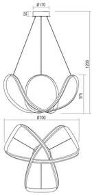 Redo 01-1784 - LED Lustr na lanku NUCLEO LED/55W/230V bílá
