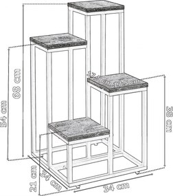 Stojan na květiny v loftovém stylu MOGREN dub craft/bílý