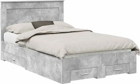 Rám postele s čelo Betonově šedá 135 x 190 cm Kompozitní dřevo 3410329